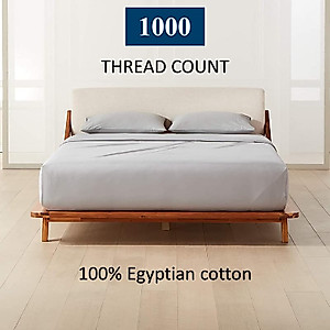 4 Piece Premium Sheet Set Cotton Full_54"x75", 100% Egyptian Cotton, 1000 Thread Count, 16 Inch Deep Pocket of Cotton Sheets, (Light Grey Solid) 100% Long Staple Sateen Soft Combed Cotton