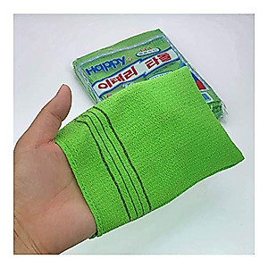 GOLDSANGSA-Korean Bath Towel Washcloth 20pcs/Body Scrub Genuine Exfoliating Bath Mitten Remove Dead Skin(Green)