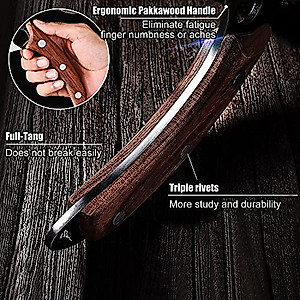 ZENG Butcher Knife Hand Forged Boning Knife with Sheath, Viking Knife, Huusk Japanese Knife, High Carbon Steel Fillet Chef Knife Meat Cleaver Knife for Kitchen, Camping, BBQ