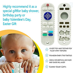 Remote Control Teether Toy for Babies 6 to 12 Months,Baby Teething Toys Tv Remote Shape with Pacifier Clip（White）