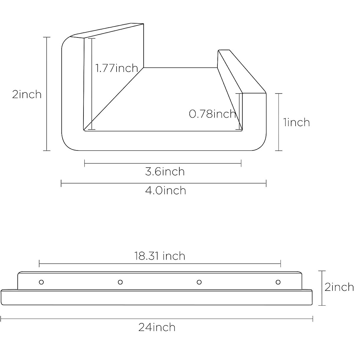 Famyards 24 inch Clear Acrylic Floating Shelves Wall, Bookshelf for Kids, Magazine Rack, Picture Ledge Shelf Storage of Books,Picture,Toys, Vinyl Records and Small Ornaments on Wall, Pack of 4