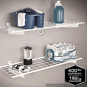 HyLoft 00967 45-Inch by 15-Inch Steel Wall Shelf for Garage Storage, Low-Profile Brackets, Off White, 2-Pack