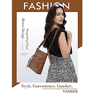 Vangue Crossbody Bags for Women, Medium Size Zipper Pocket with Adjustable Strap Crossbody Purse (Brown)