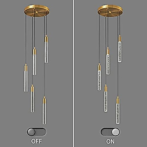 zhllmq Modern Light Fixture Kitchen Island Pendant Light Dimmable LED Gold Mini Pendant Lighting Dinning Room Living Room Kitchen Gold Pendant Lights（5-Light ）…