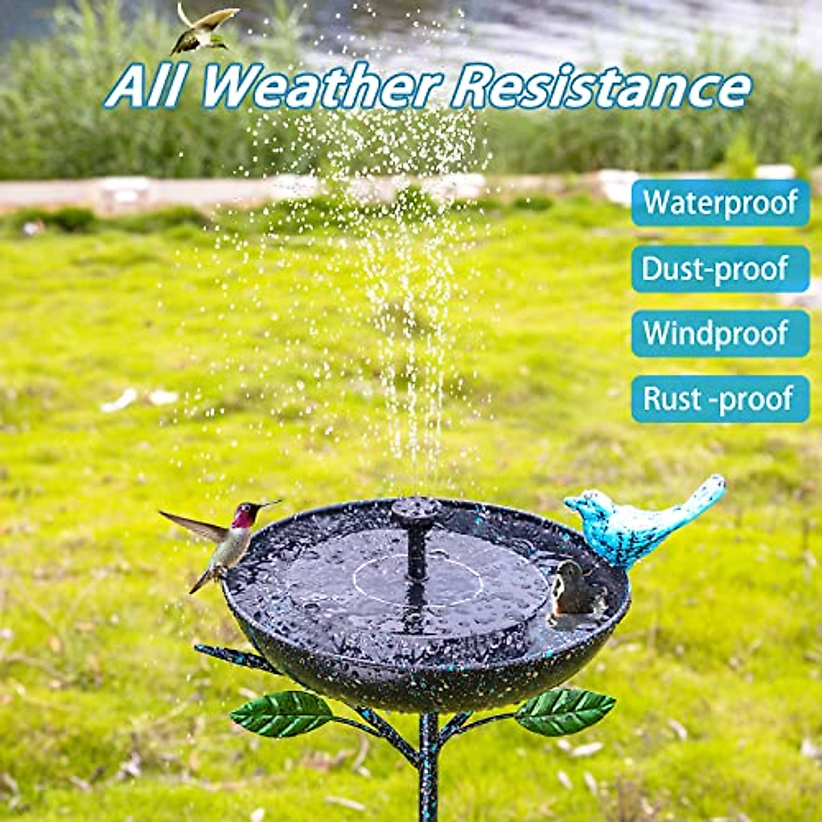 DREAMSOUL Outdoor Garden Bird Bath Metal Bird Baths Cast Iron Birdbath with Metal Stake Tall Bird Bath for Yard Garden Decor(Dia - 9.5inch)