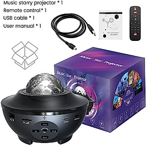 Elecstars Night Light, Star Projector with Bluetooth Speaker, Ocean Wave Bedside Lamp, Adjustable Lightness & Remote Control, Music Player, Living Room, Decor.