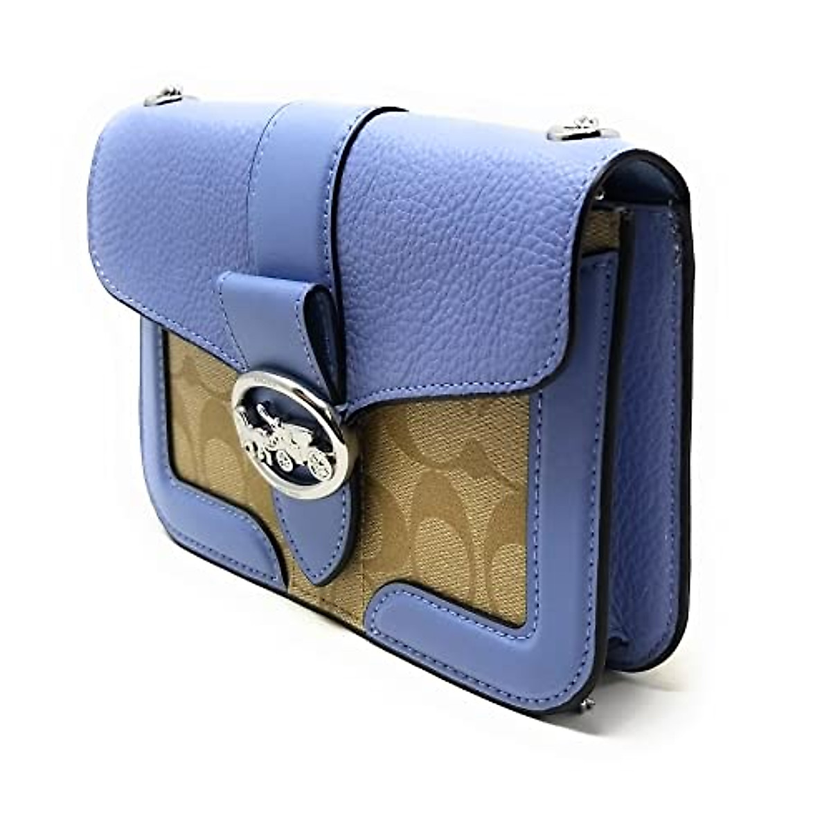 COACH Women's Georgie Crossbody Bag (Signature Canvas - Light Khaki - Marble Blue)