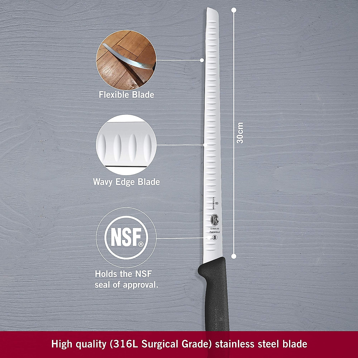Lachsmesser, Kullenschliff, Fibrox
