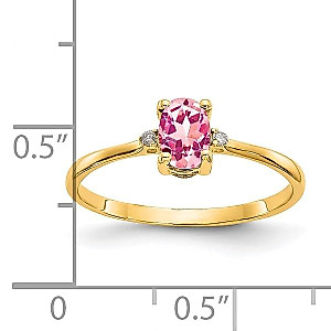 IceCarats 14K Yellow Gold Diamond Pink Tourmaline October Birthstone Ring Gemstone Band Size 6