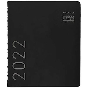 2022 Weekly & Monthly Planner by AT-A-GLANCE, 7" x 8-3/4", Medium, Contemporary, Black (70545X05)