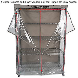 YLOVAN Storage Shelf Cover Wire Rack Shelving Dust Protective, Fits Racks 48" Lx19''Dx72''H Three Side See Through Panel (Cover only)