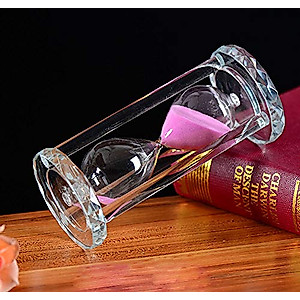 Crystal Hourglass 15/30/60 Minutes Sandglass Timers Kitchen Cooking Sand Clock Timer Home Office Christmas Birthday Present Gift Box Sand Glass (30 Minutes, Pink)