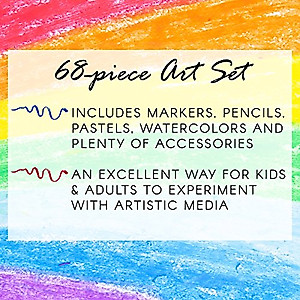 Darice 68-Piece Art Set – Art Supplies for Drawing, Painting and More in a Plastic Case - Makes a Great Gift for Children and Adults