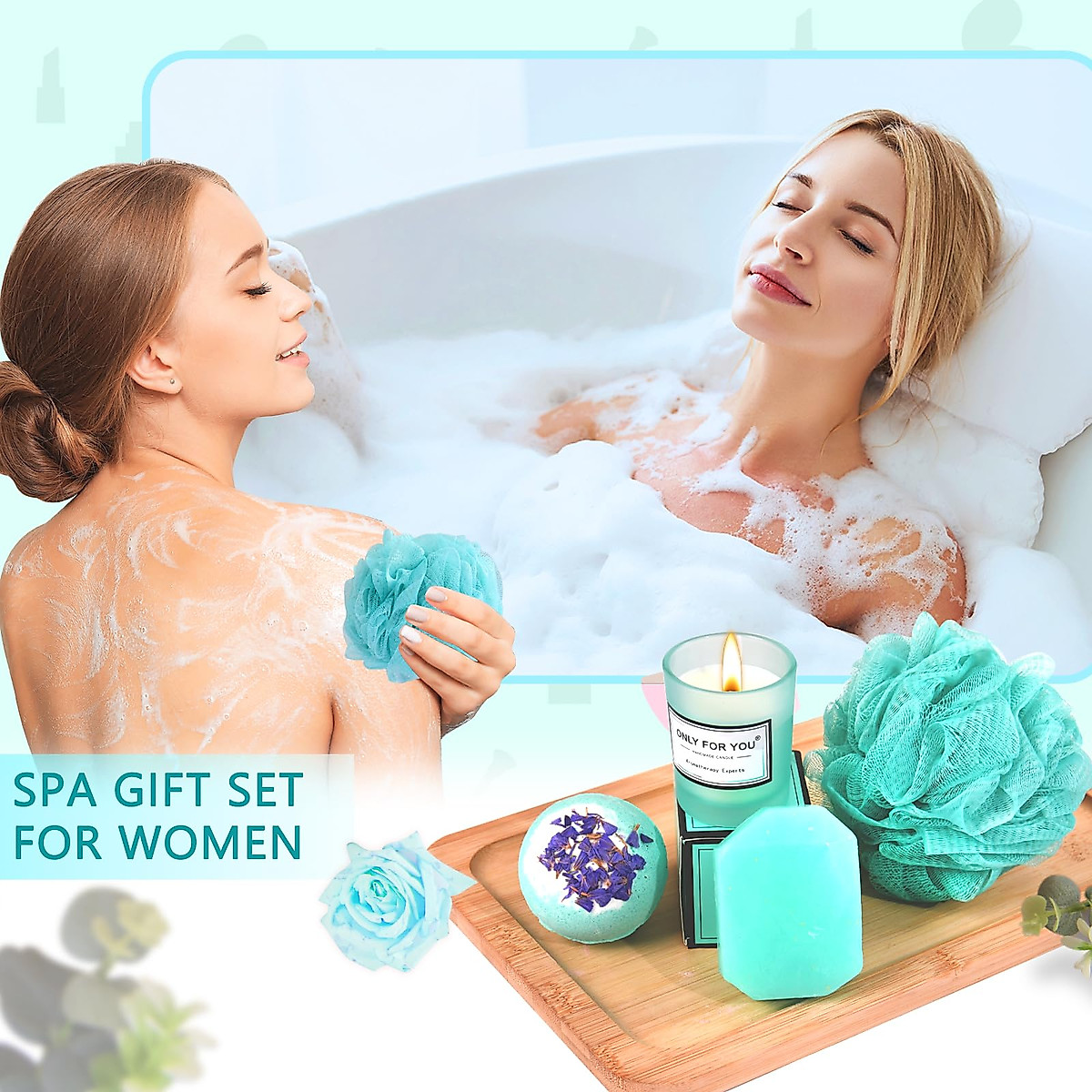 CUTEUP Birthday Gifts for Women - Happy Birthday Bath Set Relaxing Spa Gifts for Her Women, personalized Gifts Basket for Mom, Friends, Sister, Unique Gifts for Women Who Have Everything