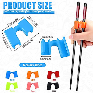 Chopstick Helper Training Kit, 30 Pieces Reusable Chopsticks Hinges Connector, Non-slip Plastic Chopstick Holder, Training Chopstick for Adults Kids Beginner Trainers