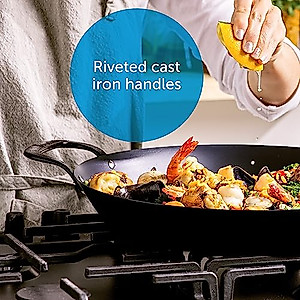 BK Black Steel Seasoned Carbon Steel Paella Pan, 15"