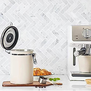 Livefunni Stainless Steel Airtight Coffee Canister with Date Tracker and Scoop, Vacuum Sealed Bean Coffee Storage Container Large Kitchen Food Storage Can 1.8L for Tea Grounds Flour Cereal Bean Sugar (Green)