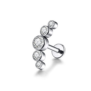 KaseStyle G23 Titanium Labret Studs 16G Internal Threaded Helix Cartilage Tragus Conch Earring Monroe Cluster Piercing Jewelry (C: 1 pcs silver)