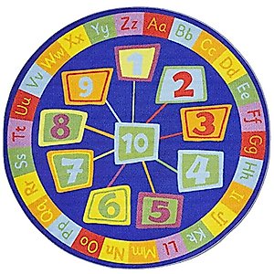 nuLOOM Giza Number Circles Area Rug, 5' Round, Blue