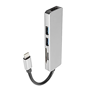 5 in 1 TypeC to Multi Interface Hub,TypeC 5.0GBS Docking Station TypeC to HD Multimedia Interface/Storage Card/USB Adapter with 4K Connection