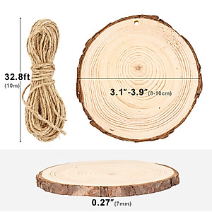 Falling in Art 3.1-4 Inches Natural Wood Slices Set for Crafts - 25Pcs Round Wood Discs with Pre-drilled Hole for DIY Projects, Christmas Ornaments and Wedding Decoration