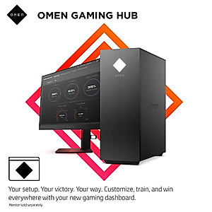 OMEN - GT12-0030 25L Gaming Desktop PC, AMD Radeon RX 5500, AMD Ryzen 7 3700X, HyperX 16GB DDR4 RAM, 512GB PCIe NVMe SSD, Windows 10 Home, VR Ready, RGB Lighting (GT12-0030, 2020 Model) Shadow Black