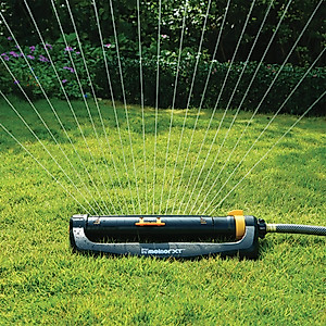 Melnor 65165AMZ XT Turbo Oscillating Sprinkler, 4,500 sq. ft., Quick Connect Bundle, 2-Way Adjustable, Black, Yellow