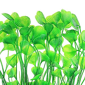 JIH Aquarium Plastic Plants Tall 16 inch, Large Artificial Plants Decoration Ornament for Fish Tank (Green)