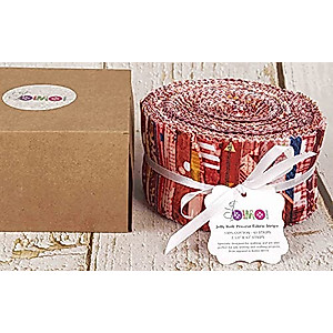 Soimoi 40Pcs Geometric & Texture Print Cotton Precut Fabrics for Quilting Craft Strips 2.5x42inches Jelly Roll - Red