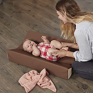 Factory Direct Partners 10421-CHSD SoftScape Ultra-Soft Daycare Baby and Infant Contoured Changing Pad, Non-Slip Bottom, Built-in Handle Easy to Transport Travel - Chocolate/Sand