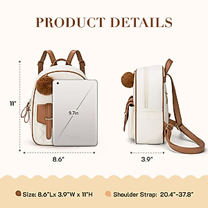 Missnine Mini Backpack for Women Cute Small Backpack Purse With Pompom PU Leather Bookbag Small Casual Daypacks For Ladies