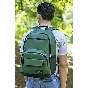 Multi Pocket Colorful Travel and College Backpacks with Padded Straps, Side Pockets (Green)