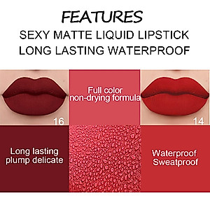 evpct DNM 9Pcs Deep Red Black Matte Liquid Lipsticks + 1Pcs Clear Lip Plumping Plumper Gloss Makeup Set Long Lasting Lipstick 24 hour Waterproof labiales matte mate larga duracion 24 horas originales
