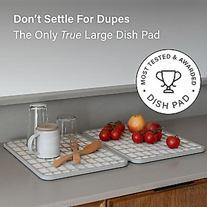 Dorai Home Large Dish Pad – 40% More Drying Space, Eco-Friendly Quick-Drying Stone Mat for Kitchen, 24.6" x 16.5", Sandstone