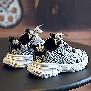 Mercatoo Fashionable Spring and Summer Children Sports Boys and Girls Thick Soled Non Slip Mesh Breathable Lace Up Comfortable Girls Shoes Size 12 (White, 9-9.5 Years Big Kids)