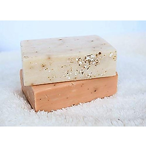 Exfoliating Bar Soap Combo Set By Olivia Care - Rose Himalayan Salt + Lavender Latte- All Natural & Organic - Moisturize, Detoxify, Hydrate - Makes Skin Soft & Silky - 2 X 8 OZ
