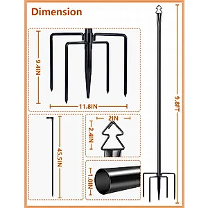 LOPANNY String Light Poles, Sturdy Outdoor Light Pole for Hanging String Lights, Deck Lighting Stand for Party