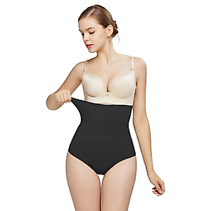 DREAM SLIM Women's High-Waist Seamless Body Shaper Briefs Tummy Control Panty Butt Lifter Shapewear Slim Waist Trainer (Black, XL/XXL)