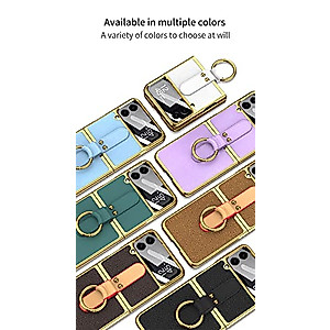 SHIEID Galaxy Z Flip 4 Case with Shoulder Strap, Ring Holder, Z Flip 4 Cover with Small Screen Protection, Premium Leather, and Wireless Charging Support for Samsung Flip 4 Case, Elegant White