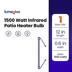 lumenivo 1500 Watt Infrared Patio Heater Bulb Replacement for Firesense Electric Patio Heater Compatible Infrared Bulb Heater as Firesense Replacement Parts