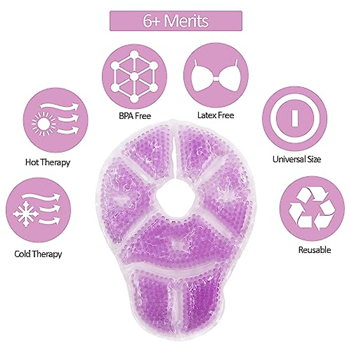 Breast Therapy Ice Packs, Hot and Cold Breast Pads, Breastfeeding Essentials Large Gel Bead Packs for Moms, 2 Pack (Large Breast Ice Pack (Purple))