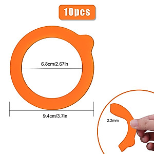 SAVITA 10 Pcs Silicone Gaskets for Storage Jars, 3.75 Inch Silicone Jar Gaskets Rubber Seals Mason Jar Seals Rubber Rings for Regular Glass Jars Mason Jars (Orange)