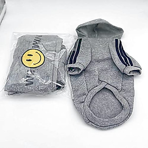 Pet Cat Dog Clothes Hoodie Tracksuit Jacket Winter Sweater Cute Outfit 2-Legs Style Grey for Puppy Small to Medium Dogs Boy and Girl (Medium)