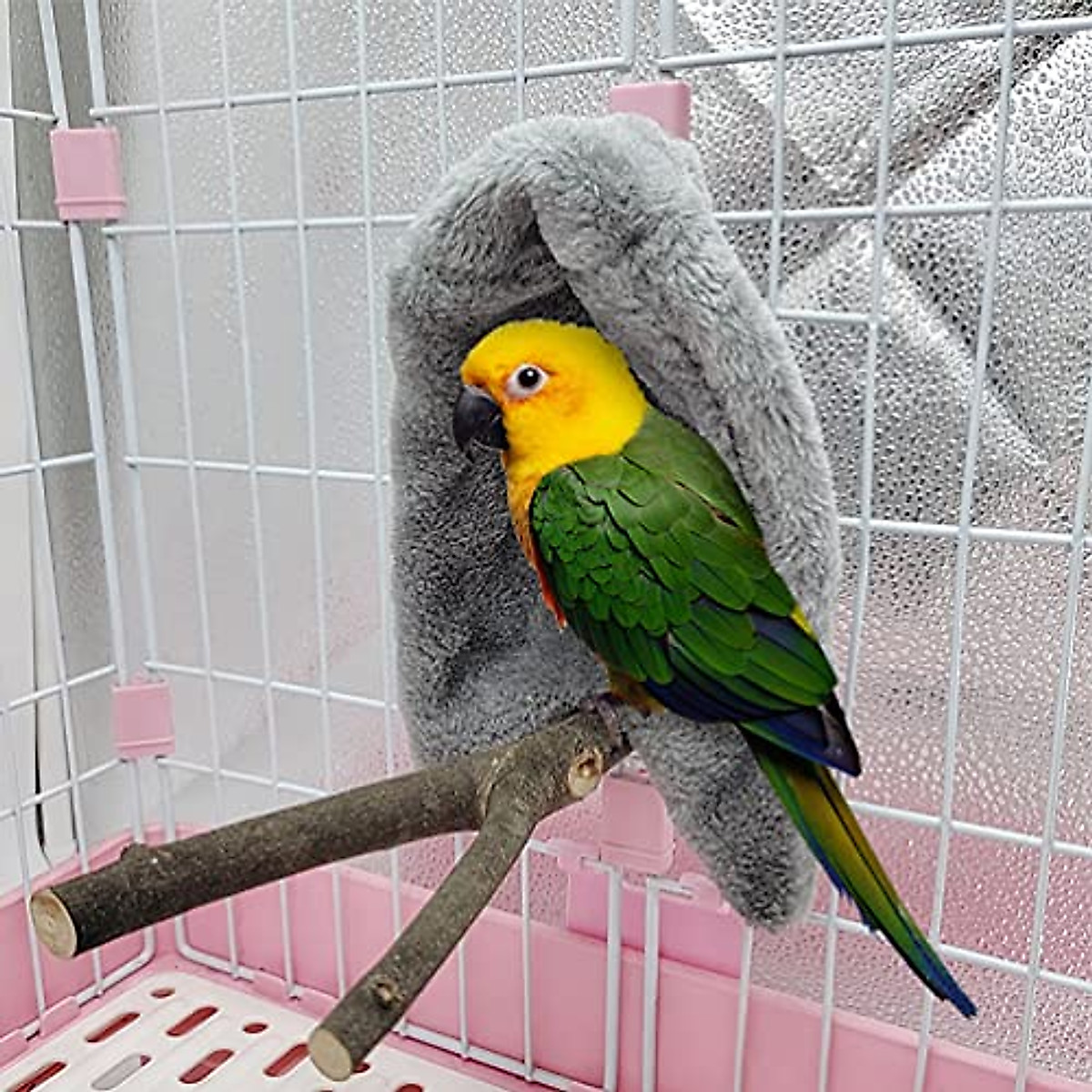 Keeronde Bird Fleece Blanket Parrot Cage Snuggle Hut Warm Nest Bed Hanging Hammock for Small Msdium Parrot Budgie Parakeet Cockatiel Conure Amazon Lovebird Finch Canary (Medium)
