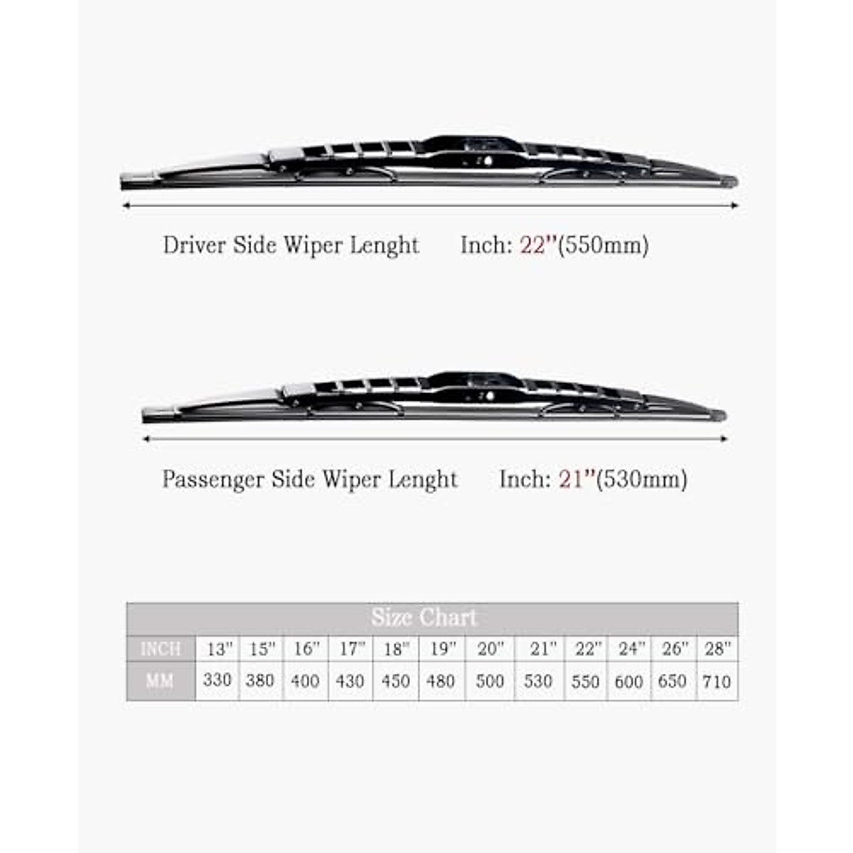 VTOGOI® Windshield Wiper Blades Replacement for 2011-2018 Jeep Grand Cherokee/2015-2018 Nissan GTR/2005-2016 Toyota Tacoma,Original Factory Quality Front Wiper Blade Set for My Car -22"+21"(Pack of 2)