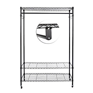 Oliote Rod Garment Rack 3 Tier Metal Wire Shelving Hang Large Rolling Movable Clothes Drying Rack with Lockable Wheels and Pair Side Hooks