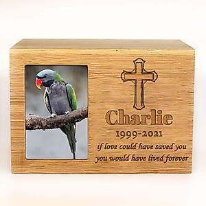 ODB Personalized Cremation Urns for Dogs Ashes, Wooden Pet Memorial Keepsake Urns, Photo Box Pet Cremation Urn