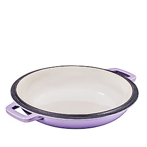 Bruntmor 2-in-1 Enamel Cast Iron Dutch Oven With Handles - Crock Pot Purple Cast Iron pot with Skillet lid - All-in-One Cookware Braising Pan for Casserole Dish - 5 Quart, Purple