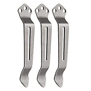 KeyUnity KA23 Deep Carry Pocket Clip, 3 Hole Pocket Clip Replacement for Knife & Multitool, Stainless Steel, Pack of 3