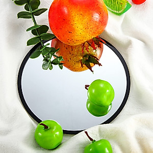 Yookeer Round Black Mirror Set of 4 Sticky Locker Mirror Self Adhesive Acrylic Mirror for Home Bathroom and Locker Accessories,6 Inches